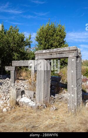 The ancient city of Sidyma from the village of Dodurga. Fethiye, Mugla ...