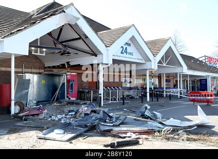The scene at the Tesco Extra store in Whitfield, Dover, Kent, where ...