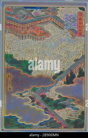 Yamato hasedera. Hasedera in Yamato Province. Print shows a bird's-eye ...