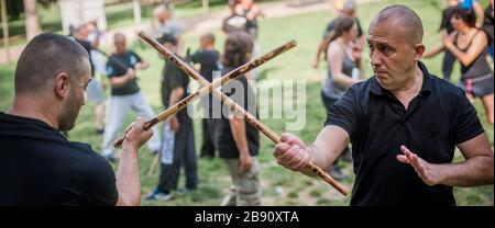 Filipino Stick Fighting Instructor Teaching Students at UPV, Miagao ...