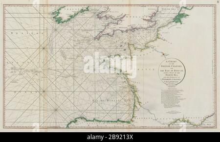 Sea chart of the Bay of Biscay, vintage engraving Stock Photo - Alamy