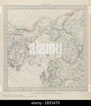Old map of North Pole and northern regions. By Mercator, publ. 1595 ...