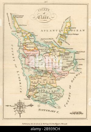 COUNTY CLARE antique map. Munster. Ireland. JOYCE 1905 old chart Stock ...