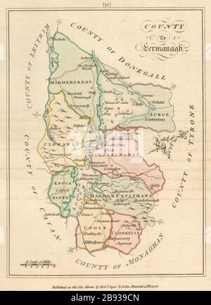 County of Fermanagh, Ulster. Antique copperplate map by Scalé / Sayer ...