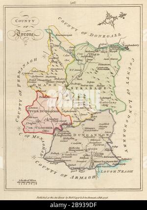 COUNTY TYRONE. Antique county map. Ulster. Northern Ireland ...