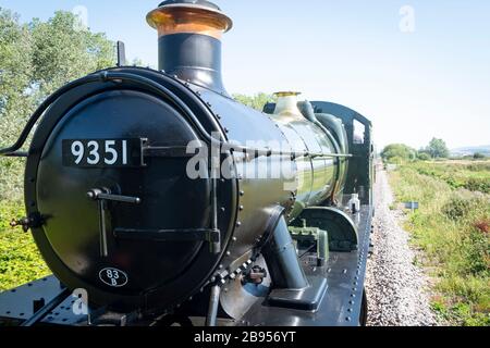 Great Western Railway 2-6-0 (WSR Mogul) No. 9351 steam engine and Hymeck diesel engine on the ...
