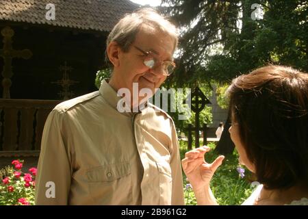 Romanian authors and political figures Ana Blandiana and Romulus Rusan ...