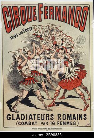 Charles Lévy. Cirque Fernando. Roman gladiators (fight by 16 women ...