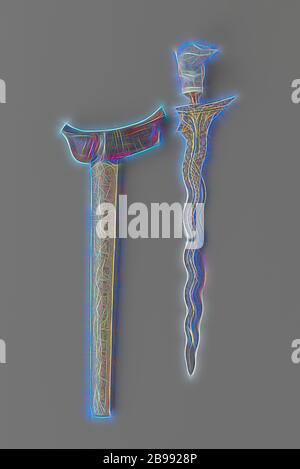 Javanese Kris. Kris, blade in Pamor technique with Gourdincrustatie ...