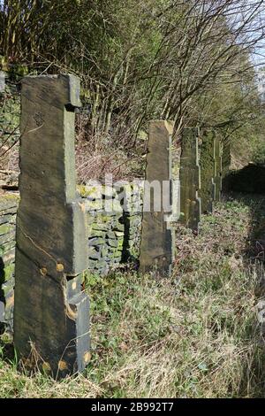 tenter posts marsden mill west yorkshire Stock Photo - Alamy