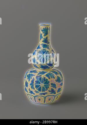 Double gourd-shaped vase with floral scrolls, medallions and ornamental ...
