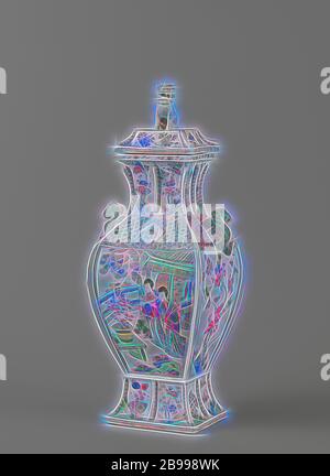 . Baluster-shaped lid vase of porcelain, painted in underglaze blue ...