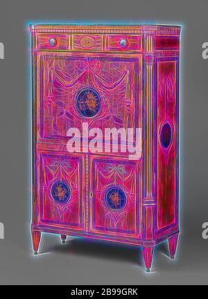 Secretaire with marquetry and lacquer panels, Secretaire with marquetry ...