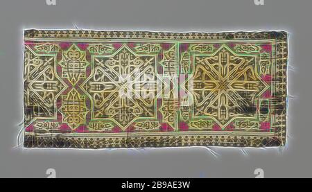 Fragment of samite with star patterns and Kufic script, Fragment of a ...