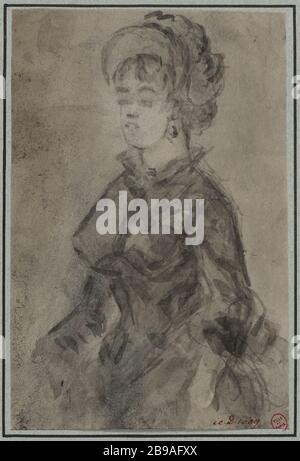 Study of a Woman to the waist, in the city dress, profile left Stock ...