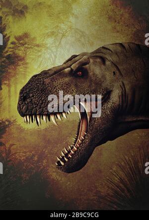 Tyrannosaurus rex dinosaur, profile view Stock Photo - Alamy
