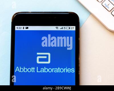 In this photo illustration, Abbott Laboratories logo seen displayed on ...