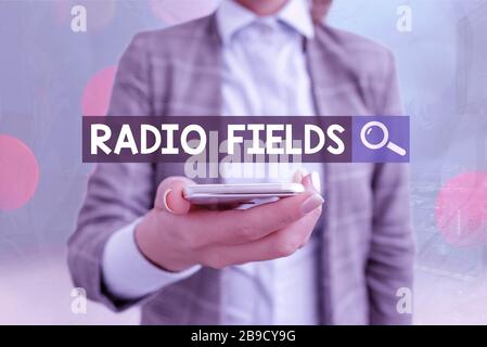 Conceptual hand writing showing Radio Fields. Concept meaning electromagnetic field intensity ...