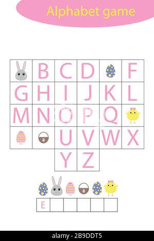 Easter alphabet game for children, make a word, preschool worksheet ...