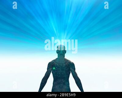 Human Head Radiates Light. Power of Mind Stock Photo - Alamy