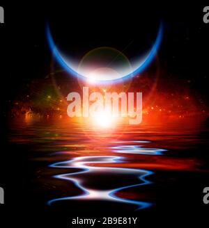 Waters reflection and planets Stock Photo - Alamy