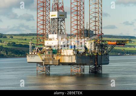 GSF Monarch (1986) is an offshore oil drilling platform, laid up in the ...