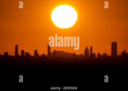 Benidorm skyline silhouette. Black Benidorm city design isolated on ...