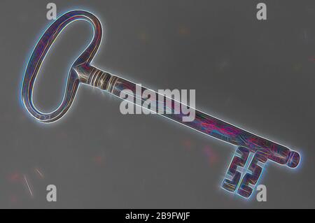 Iron key with elongated eye, solid key handle and cruciform beards in ...