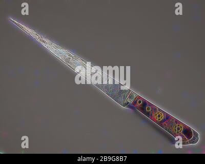 Long dagger with triangular leaves, wooden hilt with brass decoration ...