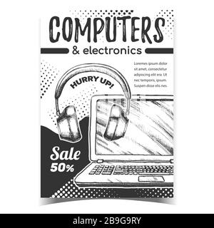 Computers And Electronics Advertise Banner Vector Stock Vector Image ...