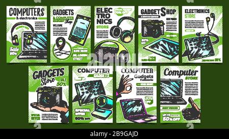 Electronics Store Advertising Posters Set Vector Stock Vector Image ...
