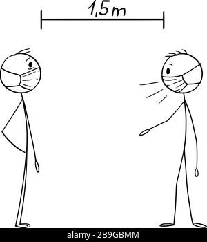 Keep Distance Stick Figure with Mask. Illustration depicting social ...