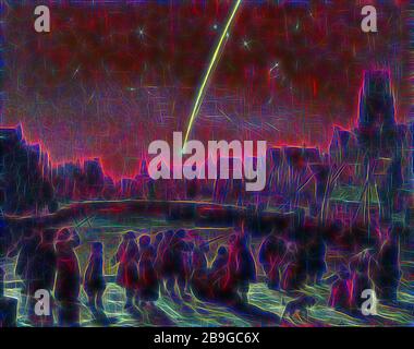 Lieve Verschuier, Tail star (comet) above Rotterdam, cityscape painting ...