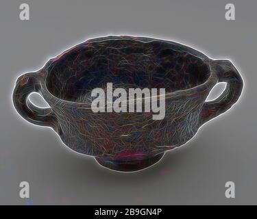Earthenware bowl, two bandors, on three legs, white glazed, dishware ...