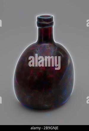 Blown glass bottle with a spherical body and a cylindrical neck, tied ...