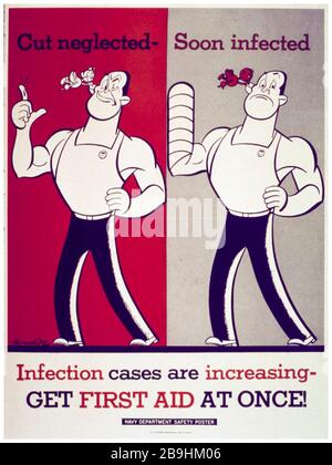 US WW2 Health campaign poster, Doctors are scarce, Learn First Aid and ...