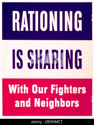 USA WW2, Food rationing poster, Rationing means a fair share for all of ...