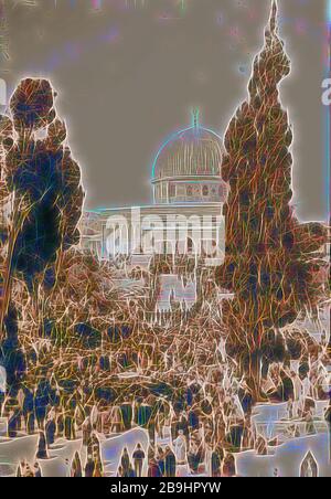 Crowds at Mosque of Omar, Dome of the Rock during Holy Week. 1898 ...