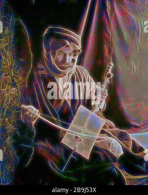 Bedouin man playing the rababeh (a single string instrument) with a bow ...
