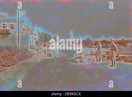 Military road block at junction Ramleh-Lydda Road, later with shade ...