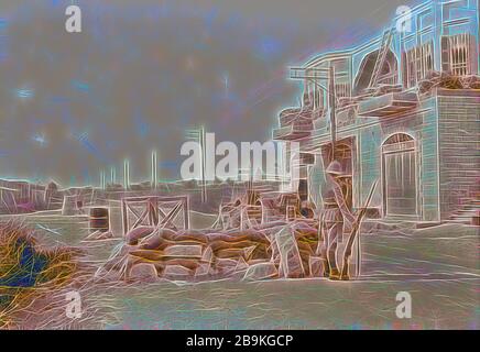 Military road block at junction Ramleh-Lydda Road, later with shade ...