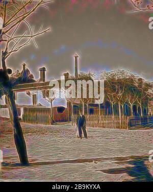 Mikweh. Boy and shy girl in front of building American Colony ...