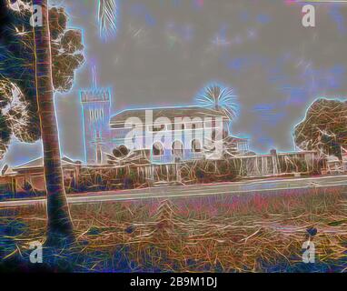 A back view of a seaside palace of the Sultan in Zanzibar, capturing ...