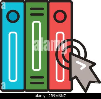 electronic books with arrow cursor education online line style vector ...