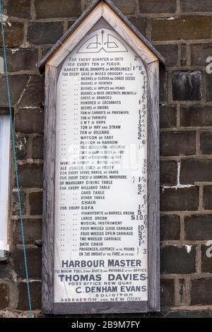 New Quay Harbour Company List of Tolls and Dues Newquay Ceredigion ...