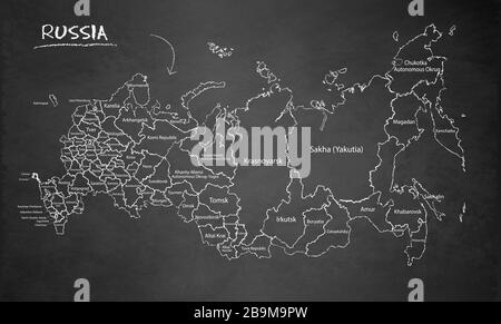 Russia map, administrative division, separate individual region with ...