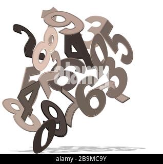 Numbers, in mess against white background, 3d illustration Stock Photo ...