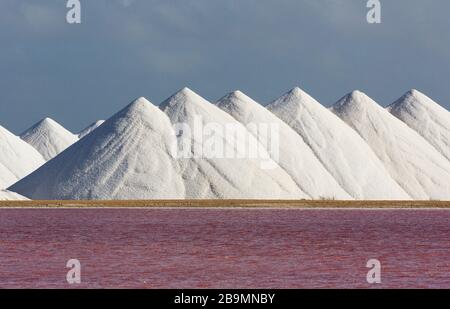 Sea salt mining operation on the Caribbean Island of Bonaire Stock ...