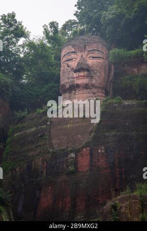 Leshan Giant Buddha located at the Lingyun Mountain’s Qifeng Peak ...