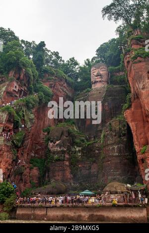 Leshan Giant Buddha located at the Lingyun Mountain’s Qifeng Peak ...